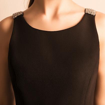 Backless Crystal Strap Short Little Black Dress on Luulla